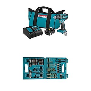 Makita XFD131 18V LXT Lithium-Ion Brushless Cordless 1/2 In. Driver-Drill Kit (3.0Ah) and B-49373 75 PC Metric Drill and Screw Bit Set