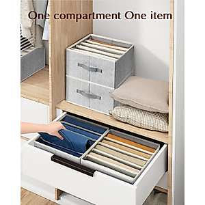Homsorout Jeans Organizer for Closet - 4 Pack Clothes Drawer Organizer, 5-Cell Foldable Wardrobe Clothes Organizer with Handles, Closet Organizers and Storage for Jeans, T-shirts (Blended)