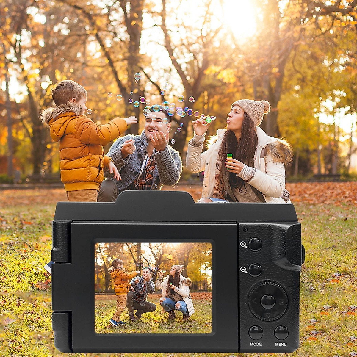 1080p Camera Digital Camera for Photography, Mini Vlogging Camera with 2.4 Inch HD Large Screen, 16x Digital Zoom, Detachable Lens, Built-in Microphones, Cool Stuff, Travel Essensials