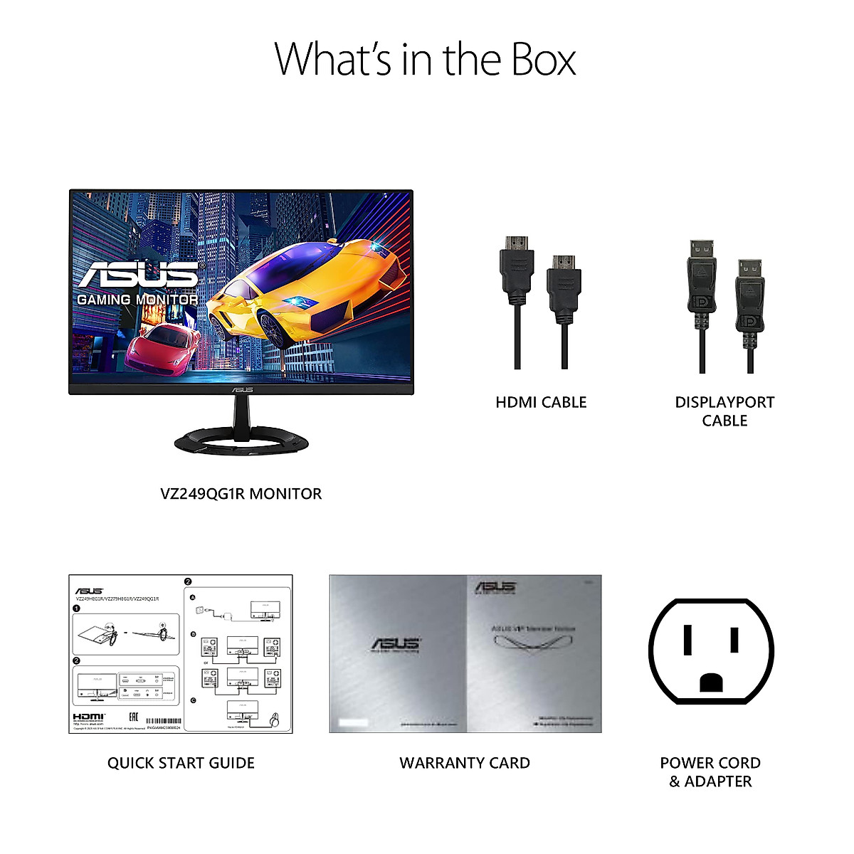 ASUS 23.8” 1080P Gaming Monitor (VZ249QG1R) - Full HD, IPS, 75Hz, 1ms, Extreme Low Motion Blur, Speakers, FreeSync, Eye Care, VESA Mountable, Ultra-Slim, DisplayPort, HDMI, Tilt (Renewed)