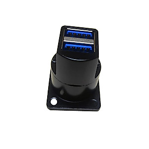 ANMBEST Dual USB3.0 IP67 Waterproof Connector, 2 Ports Panel Mount Female to Female USB Bulkhead Coupler Adapter with Weatherproof Dust Cap