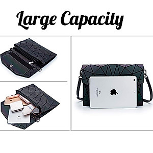 GOWETION Unique Geometric Luminous Purse Handbags For Women Holographic Wallet Girl Crossbody Shoulder Bag Clutch Reflective Messenger Bags Color Changing Purse (colorful1)