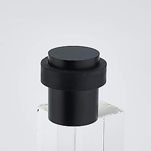 Door Stopper, Safety Cylindrical Floor Decorative doorknobs Stainless Steel with Rubber Contemporary-Black