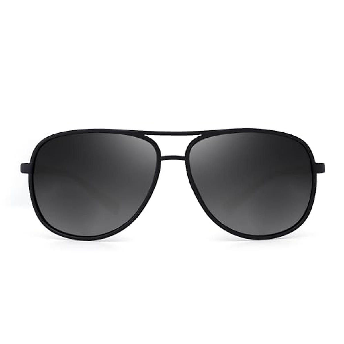 JM Retro Polarized Aviator Sunglasses Mirror Lightweight Eyeglasses for Men Women (Matte Black/Polarized Grey)