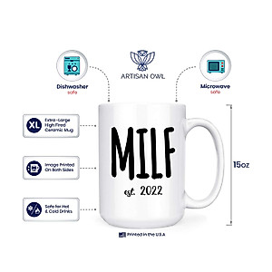 Artisan Owl MILF est. 2022 - New Parent - 15oz Deluxe Double-Sided Coffee Tea Mug