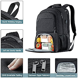 BIKROD Lunch Backpack, Business Anti Theft Durable Travel Laptop Backpack Gift for Men Fit 17 Inch Laptop, Large School Backpacks for Teen Boys Water Resistant Back Pack