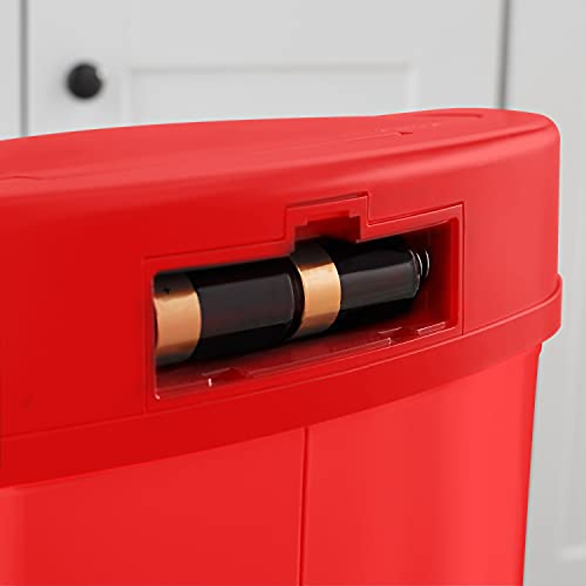 Mainstay Motion Sensor Trash Can, 13.2 Gallon, Red Stainless Steel