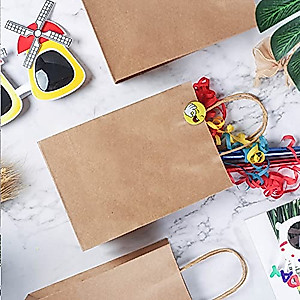 Ecicdo 50 Pieces 5x3x8 Inches Kraft Paper Gift Bags with Handles, Small Paper Bags with Handles, Paper Party Favor Bags