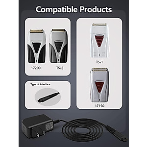 5V 1A Charger for Andis Shaver Andis Charger Power Cord Adapter Replacement for 17150 TS-1 17220 17195 Profoil 17190 17165 17170 17205 17220 Lithium Titanium Plus TS-2 Replacement Pro Foil Shaver- 5Ft