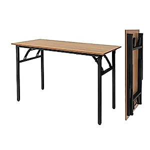Coral Flower Office Desk 55 inches Folding Table Computer Table Workstation，Light Oak