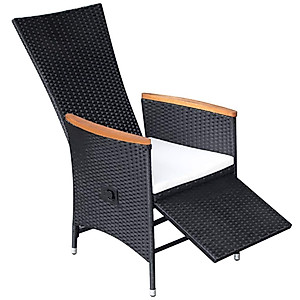 UTSRABFA Conversation Furniture Set Patio Dining Chair Outdoor Club Chair Reclining Patio Chairs 2 pcs with Cushions Poly Rattan Blackfor Garden,Backyard, Lawn, Porch, Poolside