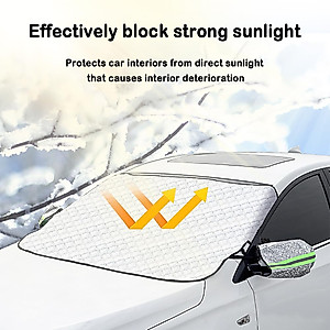 4 Layer Thickened Windshield Cover for Ice and Snow [Upgraded],All Season Car Windshield Snow Cover with Rear View Mirror Cover,Universal Car Snow Cover Car Accessories for Most Vehicles
