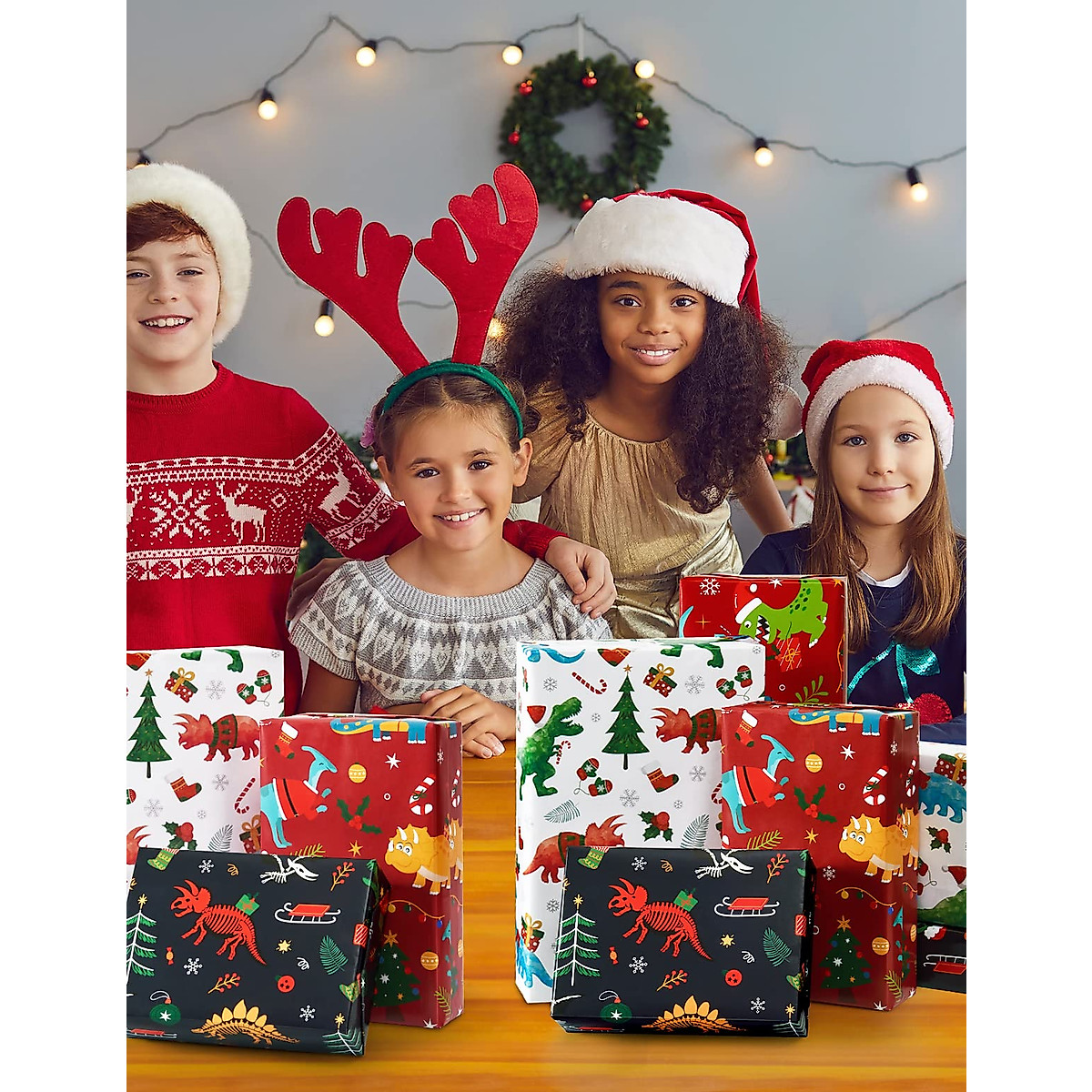 WERNNSAI Dinosaur Wrapping Paper - 10 Sheets Gift Wrapping Paper Dino Wrapping Paper 20'' x 27'' Dino Theme Favor Paper for Kids Boys Birthday Baby Shower Holiday Wrapping Paper Set Green Gift Wrap