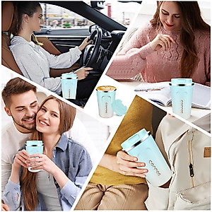 JTRYEMU Travel coffee mug 12 oz Insulated Coffee cup with lid reusable Leak proof Coffee Tumbler Stainless Steel Vacuum Gradient Colorful Thermos cup Thermal Keeps Cold and Hot for Coffee/Tea