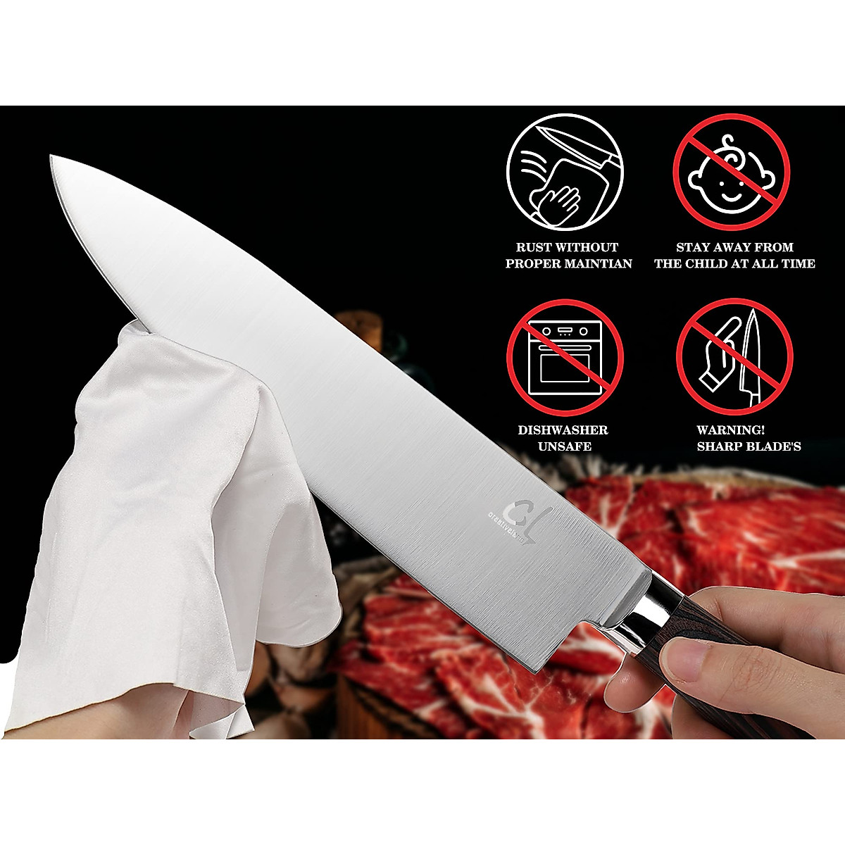 Chef’s Knife,Japanese Chopping & Meat Knife Gyuto Chef’s Knive Kitchen Cutting Knife’s for Cooking Santoku Knives Set,Forged High Carbon Chef Sharp Knife for Cutting Meat- CREATIVELAND