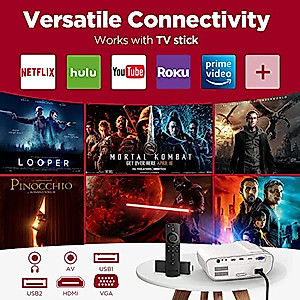 MOOKA Native 1080P Projector with WiFi and Bluetooth, 8500L FHD Movie Projector for Outdoor, Hi-Fi Speaker, Zoom, Sleep Timer, Bag, Support 300" Screen Mini Projector for Phone/TV Stick/Laptop/Xbox