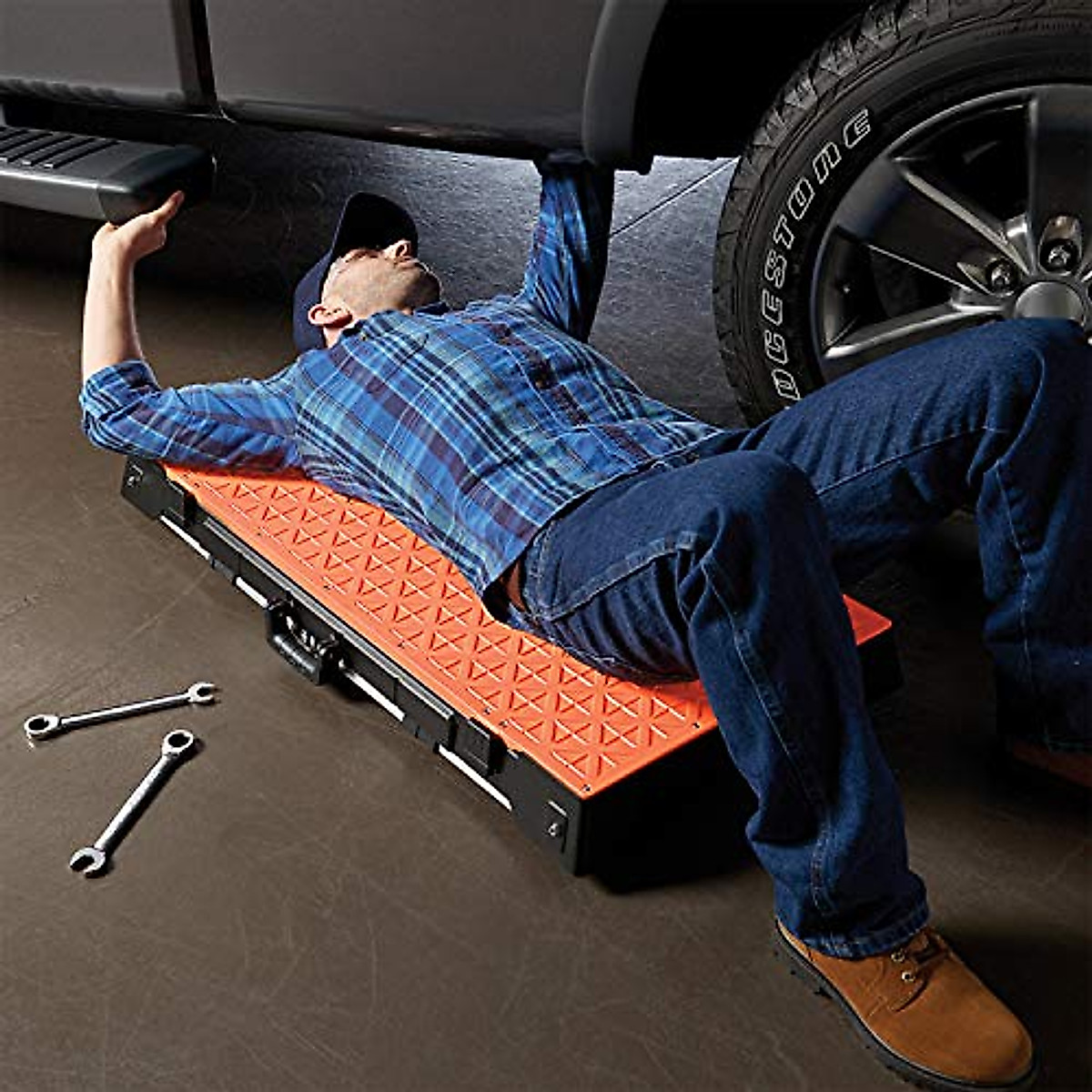 Disston 30146A OmniTable 4 in 1 Portable Workbench Work Table Dolly Scaffold and Creeper Adjustable Height with Folding Legs with Free Blu-MOL Jigsaw Blade Set (E0130146)