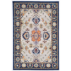 Linon Home Decor Products Brecken Lizbet Ivory/Teal 5' x 7'6" Area Rug