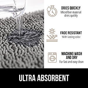 Gorilla Grip Bath Rug and Area Rug Set, Bath Rug Size 30 x 20 in, Shaggy Machine Washable Mats, Area Rug Set Size 22 x 19 x 15 in and 30x20, Absorbent Washable Mats, Both in Gray, 2 Item Bundle