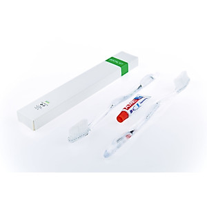 ECO Amenities Travel Toothbrush Kit - Manual Disposable Toothbrush with Toothpaste, in Individually Wrapped Paper Box, 100 Sets per Case - Travel Set for Hotels and Hospitality
