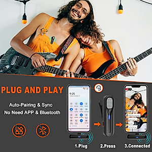 Wireless Lavalier Microphone for Android & PC,Plug&Play for YouTube,TikTok,Video Recording,Vloggers,Facebook Live Stream,Auto-Sync Noise Canceling Wireless Clip on Microphone(No Need App/Bluetooth)