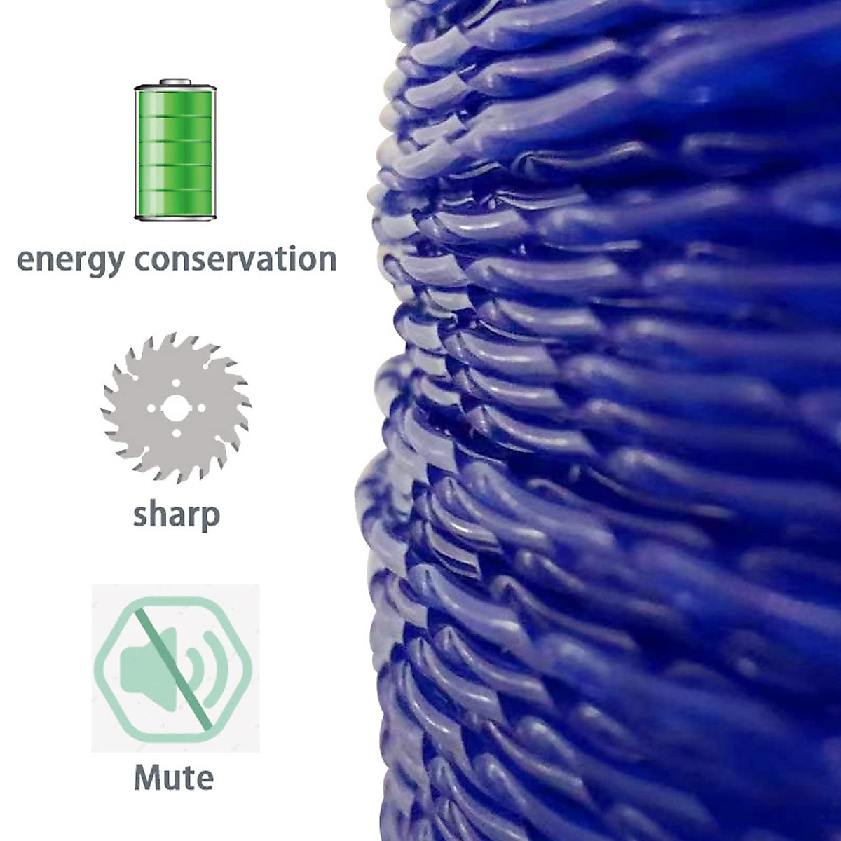 rakutaku Trimmer Line, Strong String Trimmer Line Premium Twisted High Efficiency Long Life Nylon Universal Commercial Heavy-Duty Line in Spool, Blue, Dual Twist (0.105” by 312 ft)