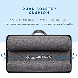 LapGear Home Office Lap Desk with Device Ledge, Mouse Pad, and Phone Holder - Silver Carbon - Fits up to 15.6 Inch Laptops - Style No. 91585