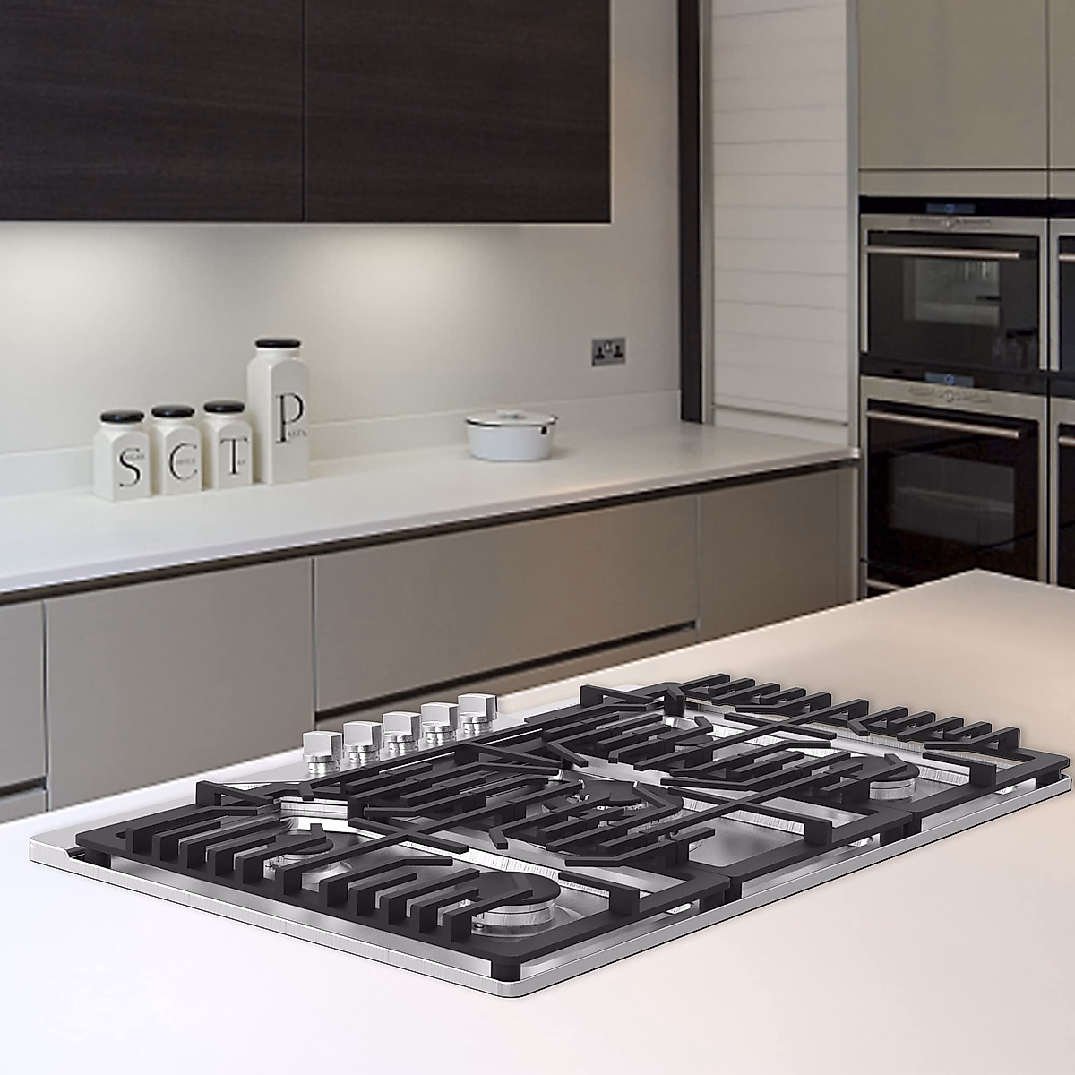 30 Inch Built-in Gas Cooktop,5 Italy SABAF Sealed Burners Gas Rangetop 41,800BTU, NG/LPG Convertible, Penta Burner Stainless Steel Gas Stovetop with Thermocouple Protection,120V AC. (30 inch)