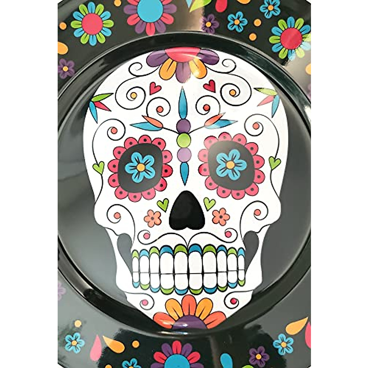 Day Of The Dead Sugar Skull Large Serving Platters Charger Plates, Set of 2, Multicolor, 13x13