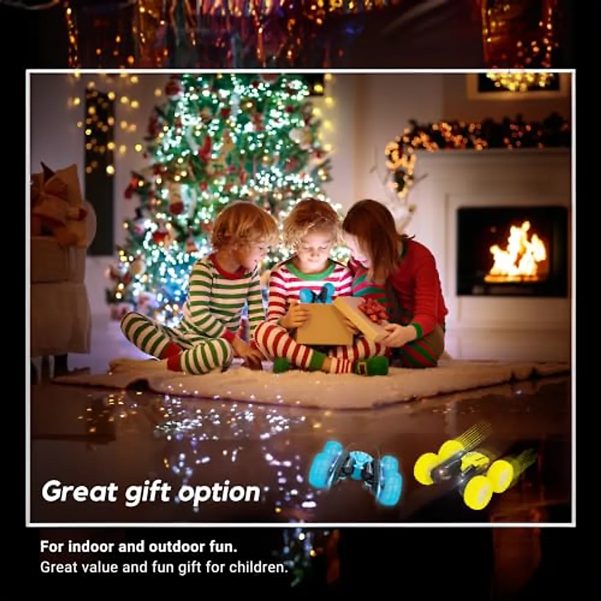 Obsiusfb RC Stunt Car for Kids with Wheel Lights and Headlights, 2.4GHz Double Sided 360° Rotating RC Car, High Speed Rechargeable Remote Control Crawler for Boys & Girls (Blue)