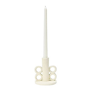 Bloomingville Resin Taper Handles, Volcano Finish Candle Holder, White