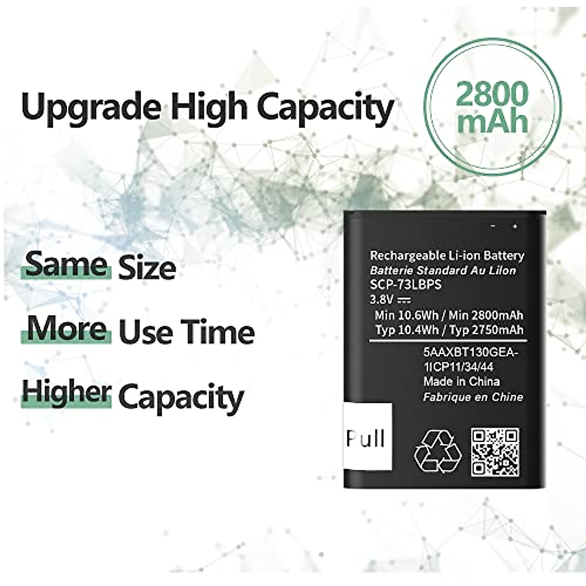 [2800mAh] SCP-73LBPS Battery,(2021 Upgraded) Super High Capacity Replacement for Kyocera DuraXV Extreme E4810 Verizon Flip Phone