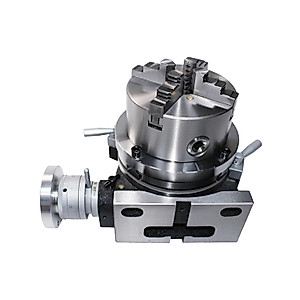 KACOME 6-inch indexing Plate 150 mm Diameter Rotary Table (Vertical and Horizontal) with 4-inch Chuck 125 mm for CNC milling Machines, and Grinding Machines