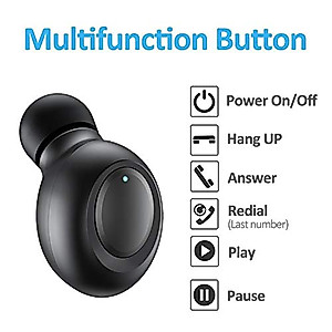 LEZII Single Bluetooth Earbud, Mini Invisible Wireless Headset, in Ear Headphones, Sport Earpiece with Mic, Magnetic USB Charging for Car Vehicle Business, Waterproof Earphones for Samsung iPhone