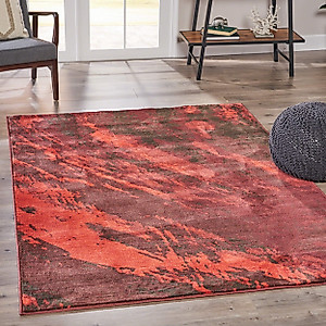 Christopher Knight Home Graves 5'3" by 7'6" Abstract Indoor Rug, Red/Gray