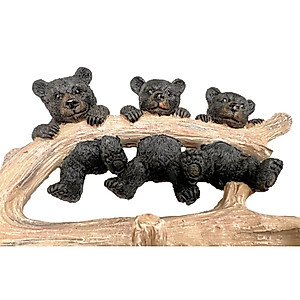 AMAJY Decorative Wall Mounted Hook with Three Black Bear Cubs Hanging on a Tree Branch for Coats, Towels, Bags, Caps and More - Cabin Lodge Style Decor