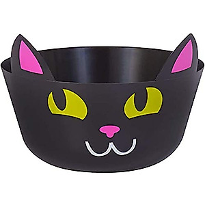 2 Piece Halloween Black Pink and White Adorable Cat Candy Treat Party Bowl
