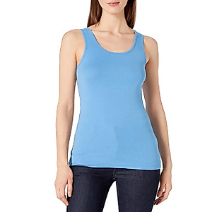 Amazon Essentials Women's Slim-Fit Tank, Pack of 2, Aqua Blue/French Blue, Small