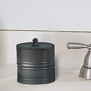 nu steel Swab/Cotton Container Bogart Canister Jar with Lid for Cosmetics and Makeup Storage, Bathroom, Countertop, Desk, and Vanity, Oil Rubbed Bronze