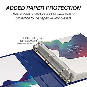 Samsill Economy 1.5 Inch 3 Ring Binder, Made in the USA, Round Ring Binder, Customizable Clear View Cover, Blue, 4 Pack (MP48552)