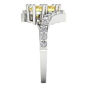 Clara Pucci 1.95ct Round Cut 2 stone love Solitaire Natural Orange Citrine designer Modern Statement accent Ring Solid 14k White Gold