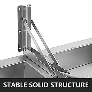 4FT Stainless Steel Shelf Folding Concession Shelf Frame Aluminum Alloy Surface Board for Food Serving Window Restaurants Commercial Home(44" L x 12" W)