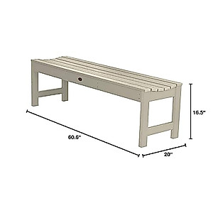 highwood Lehigh Picnic Garden Bench, 5 feet, Whitewash
