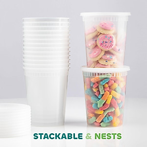 JoyServe 32 Oz Deli Food Containers with Lids - (36 Sets) Quart Airtight Plastic Food Storage for Takeout, Meal Prep, To-Go, Soup Freezer Containers with 36 Lids, BPA-Free, Dishwasher, Microwave Safe