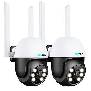 SV3C 2 Pack PTZ Security Camera Outdoor, 1080P Pan Tilt WiFi IP Camera, Auto Tracking 360 Camera, ONVIF, Color Night Vision, 2-Way Audio, Human Motion Detection, Waterproof, 24/7 Recording, Camhipro