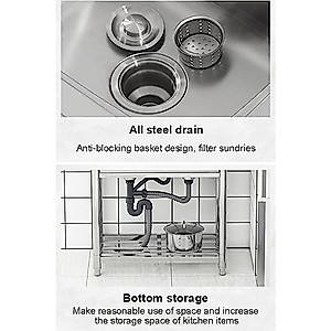 Free Standing Utility Sink, single Bowl Kitchen Sink Outdoor Sink Station, with Hot and Cold Faucet Drain Basket, Shelf, Towel Bar, for Garage, Laundry Room, Outdoor (21 Inch)