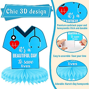 HOWAF 9pcs Nurse Day Party Decorations Honeycomb Centerpieces, Thank You Nurses Table Centerpieces, Nurse Appreciation Week Table Topper for Happy International Day Party Decorations Supplies
