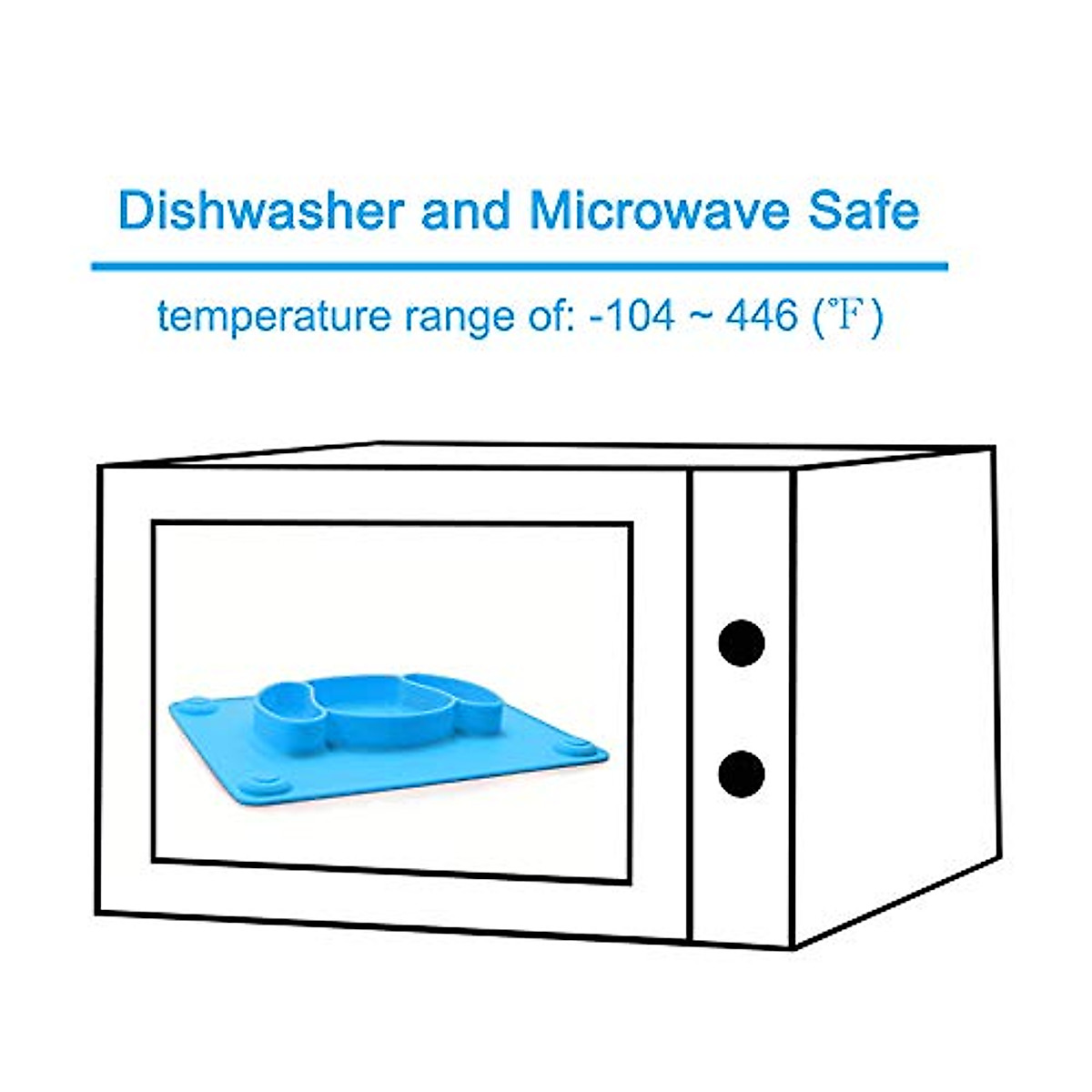 LongDear Baby Silicone Suction Placemat + Plates - Food Feeding Divided Mat for Kids and Toddlers Fits Most Highchair Trays - Dishwasher and Microwave Safe 2 Pack (Blue & Green)