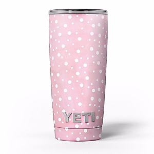 Design Skinz The Pink Watercolor Surface with White Polka Dots - Skin Decal Vinyl Wrap Kit compatible with the Yeti Rambler Cooler Tumbler Cups
