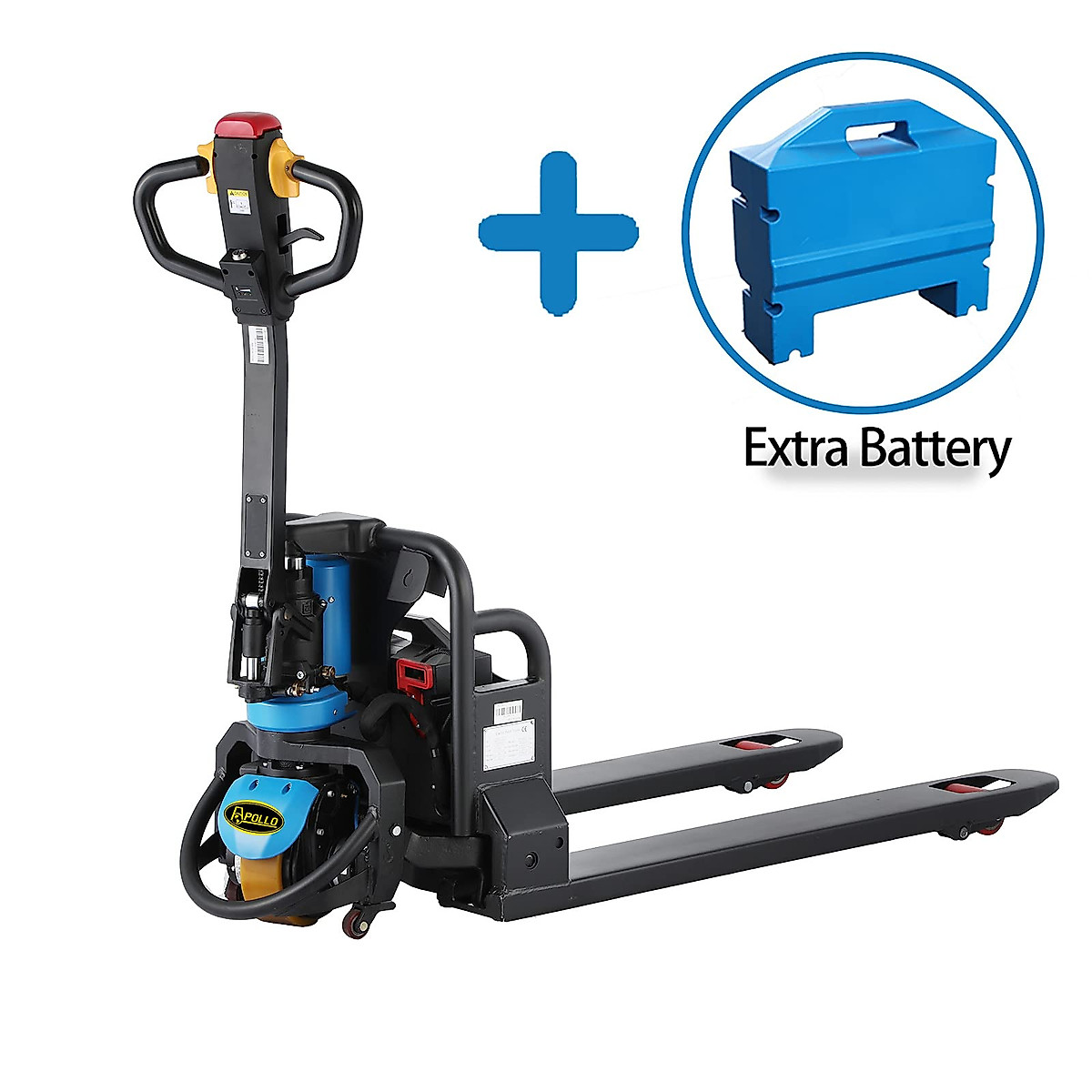 APOLLOLIFT Full Electric Power Lithium Pallet Jack Truck Efficiency Bundle 3300lb Cap.45" x21"-Plus Extra Battery Bundle